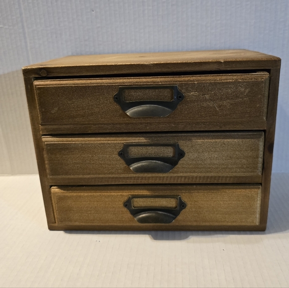 standard general store | Other | Wood Box Storage 3 Drawers Label Tag ...